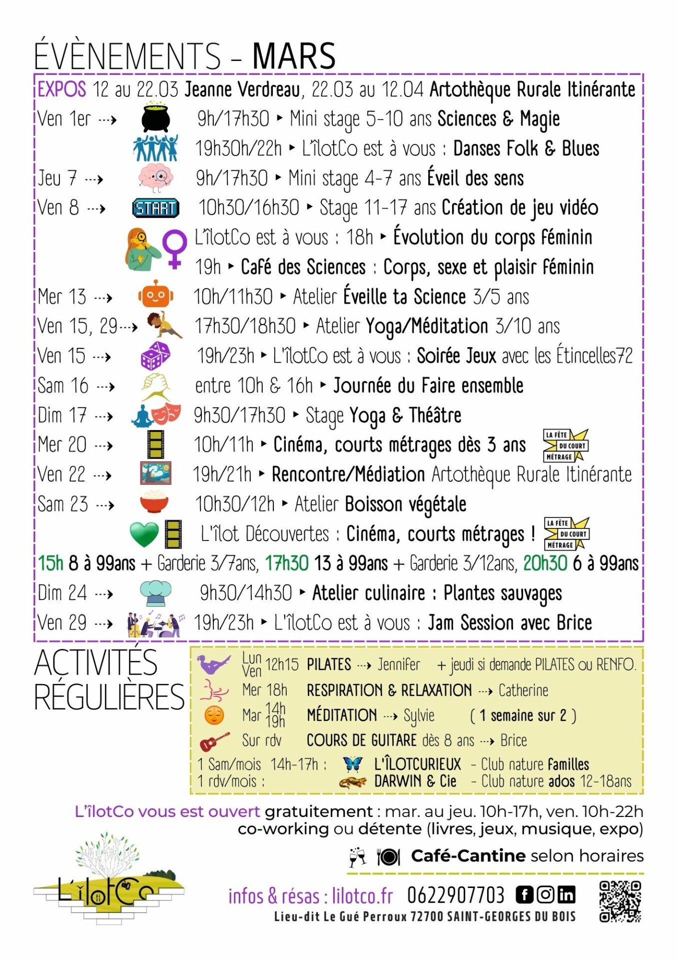 Programmation de l’IlotCo – Mars 2024 | Syndicat du Bocage Cénomans